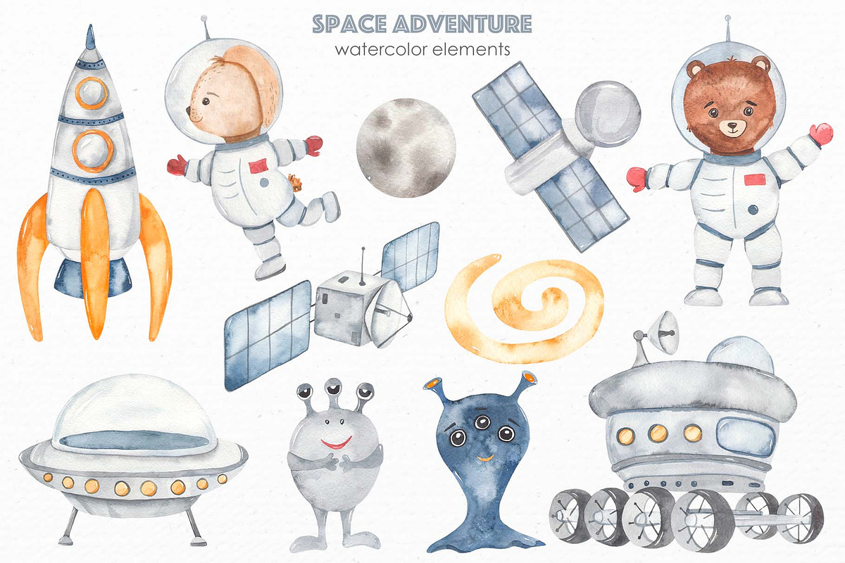 Space adventure watercolor