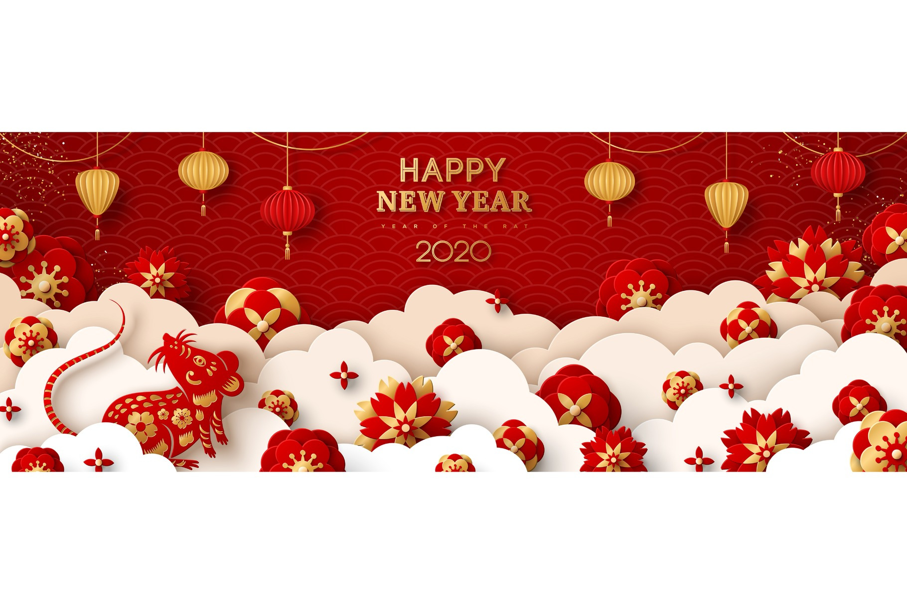 2020 Banner with clouds, a Decorative Illustration by kotoffei