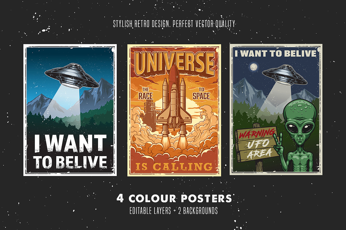 Set of Space Posters, a Poster Template by DGIM studio