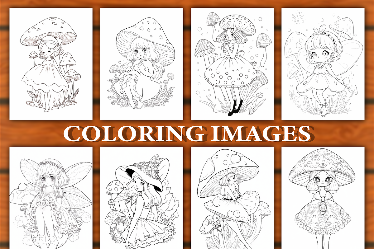 100 Mushroom Fairy Coloring Pages, a Decorative Illustration by Daisy ...