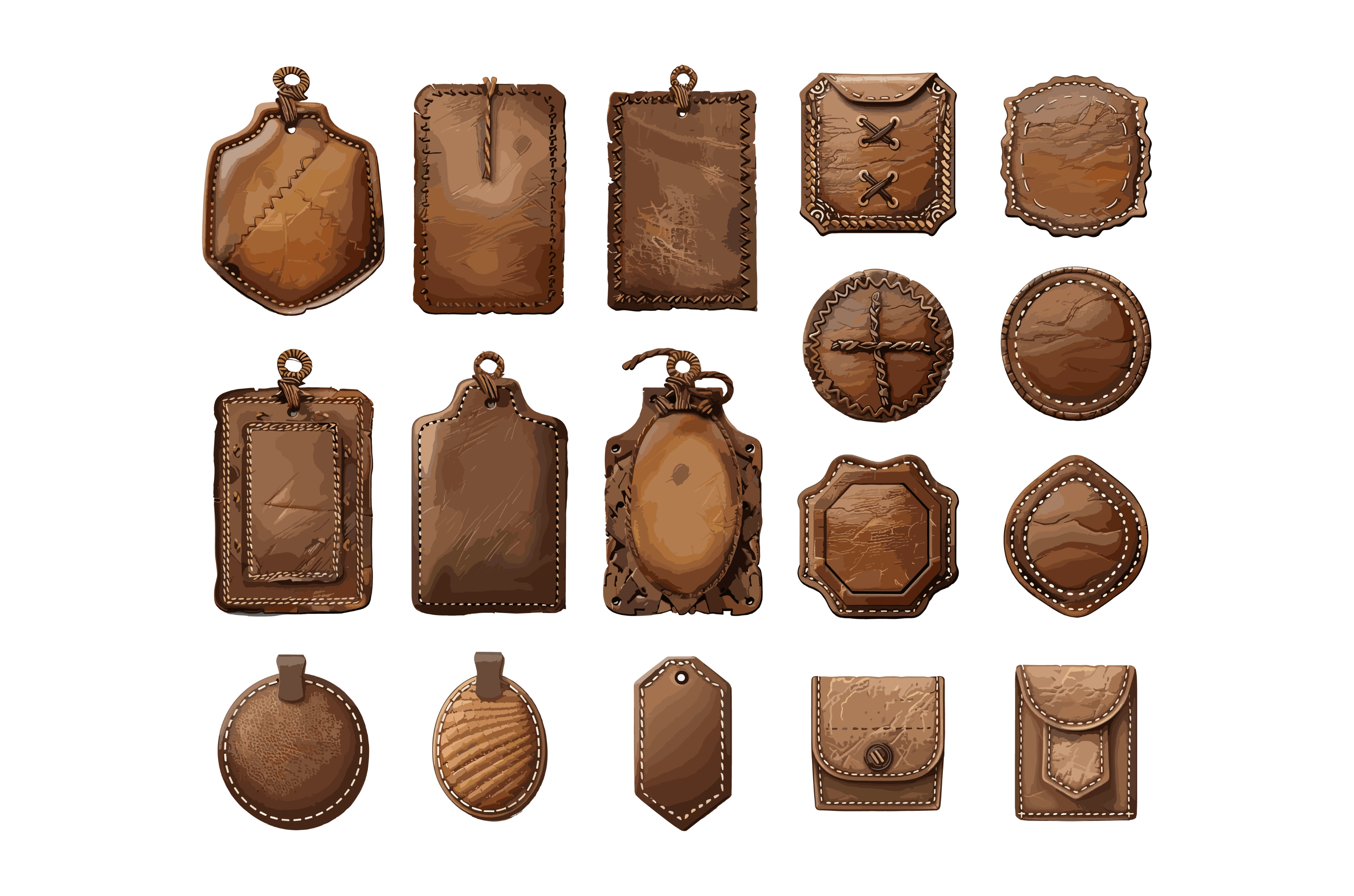 Leather patches cartoon vector set | Object Illustrations ~ Creative Market