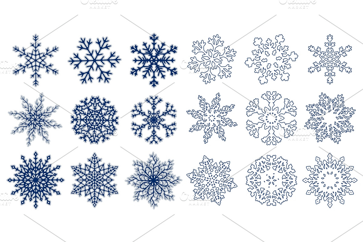 Christmas Snowflakes Frames Set., a Decorative Illustration by MSA-Graphics