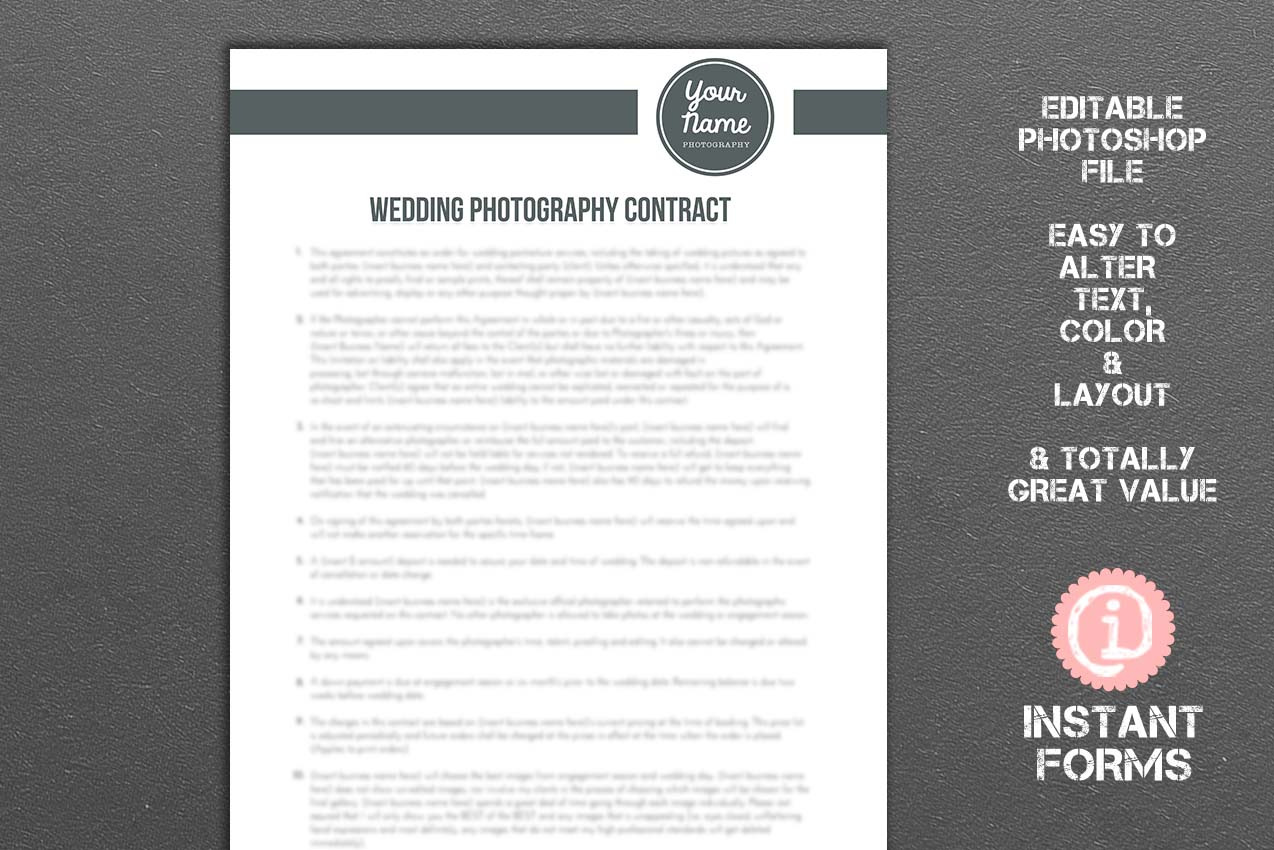 Photography Forms and Contracts, a Stationery Template by InstantForms ...