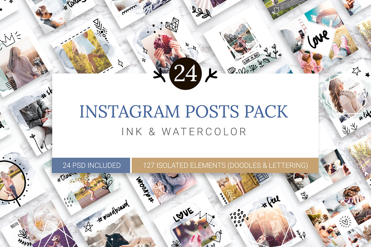 Instagram Watercolor Posts Bundle