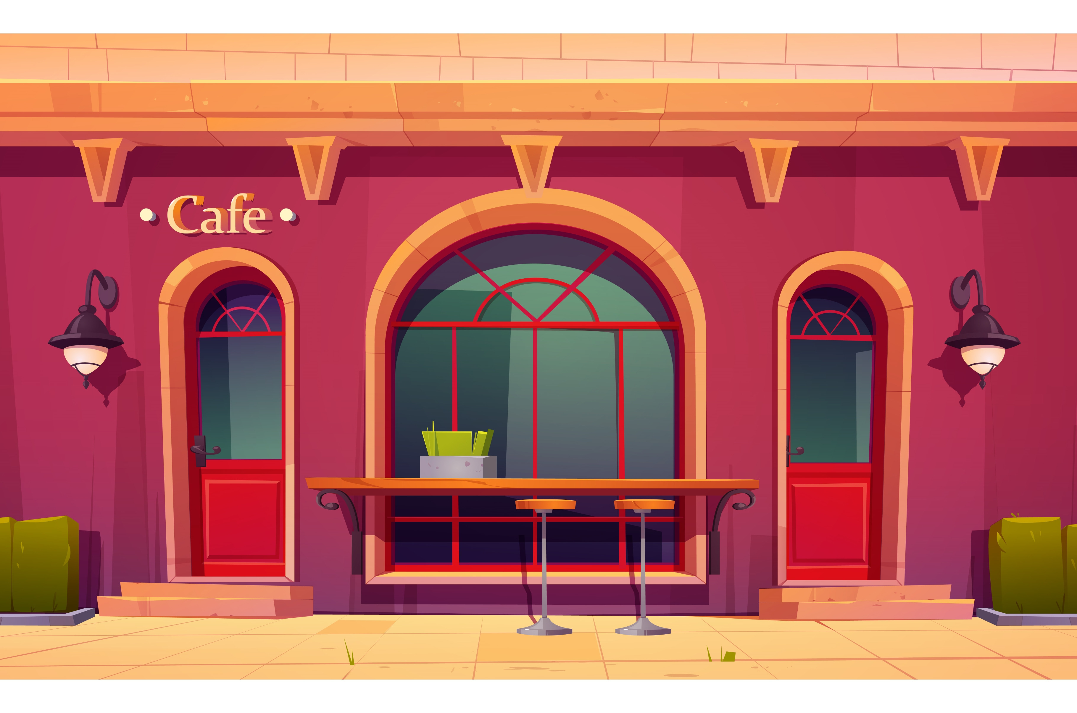 City cafe, coffee house exterior, a Food Illustration by art PVP - market