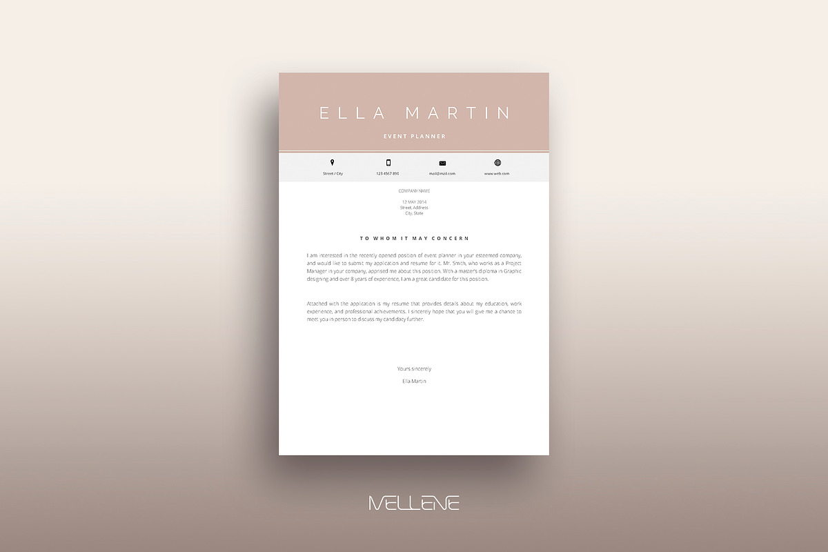 Resume / CV template - Ella, a Resume Template by Mellene Templates