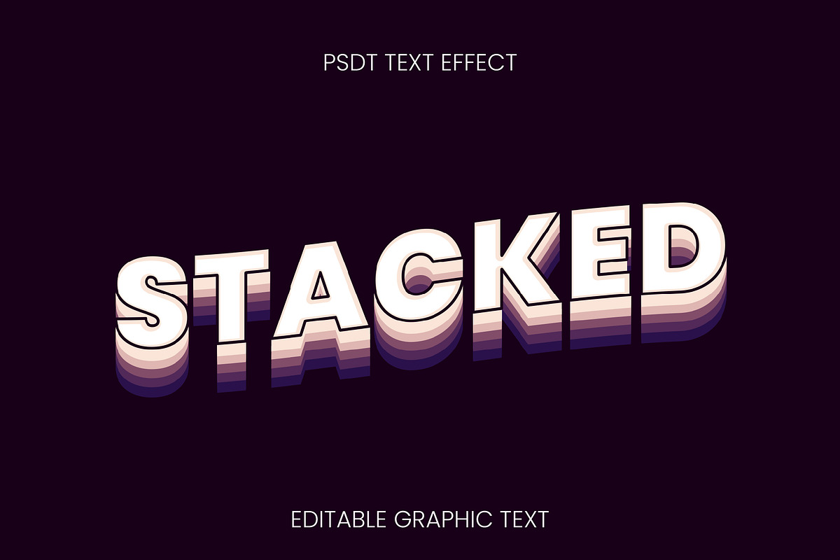 Stacked 3D Bold Text Effect, a Templates & Theme by studiogstock