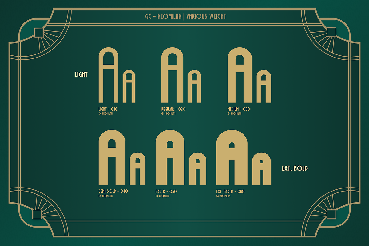 GC Neomilan - Neo Art Deco Typeface, a Sans Serif Font by Glyphonic