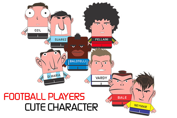 Football Players Cute Character, an Icon by Kertas Putih | Creative Market
