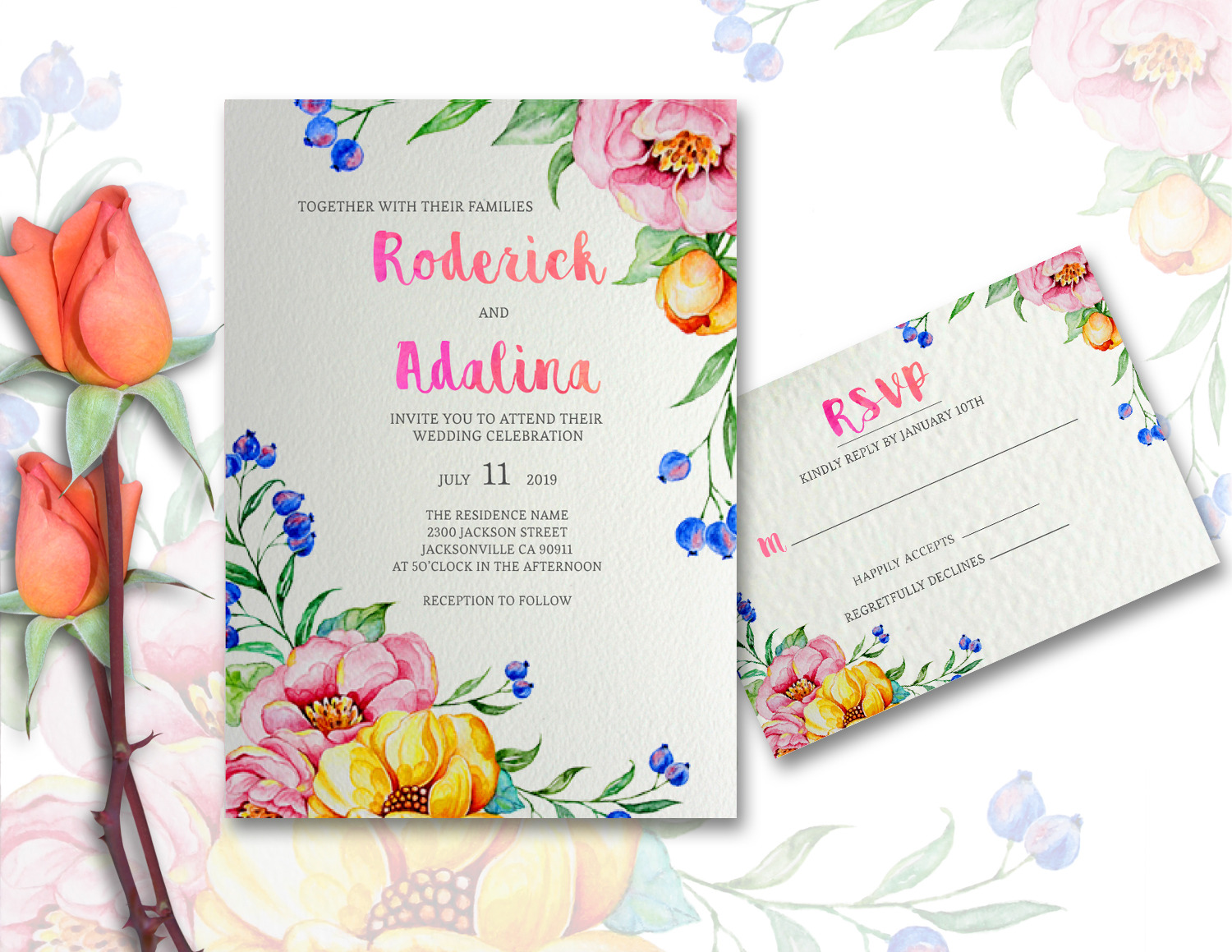 Rose Theme Invitation, an Invitation Template by Shwet Art