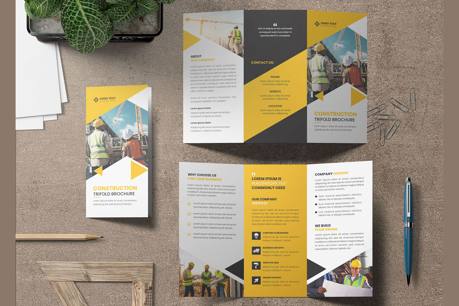 Construction Trifold Brochure Template
