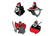 Knight icons of warriors with swords, an Illustration by Vector Tradition