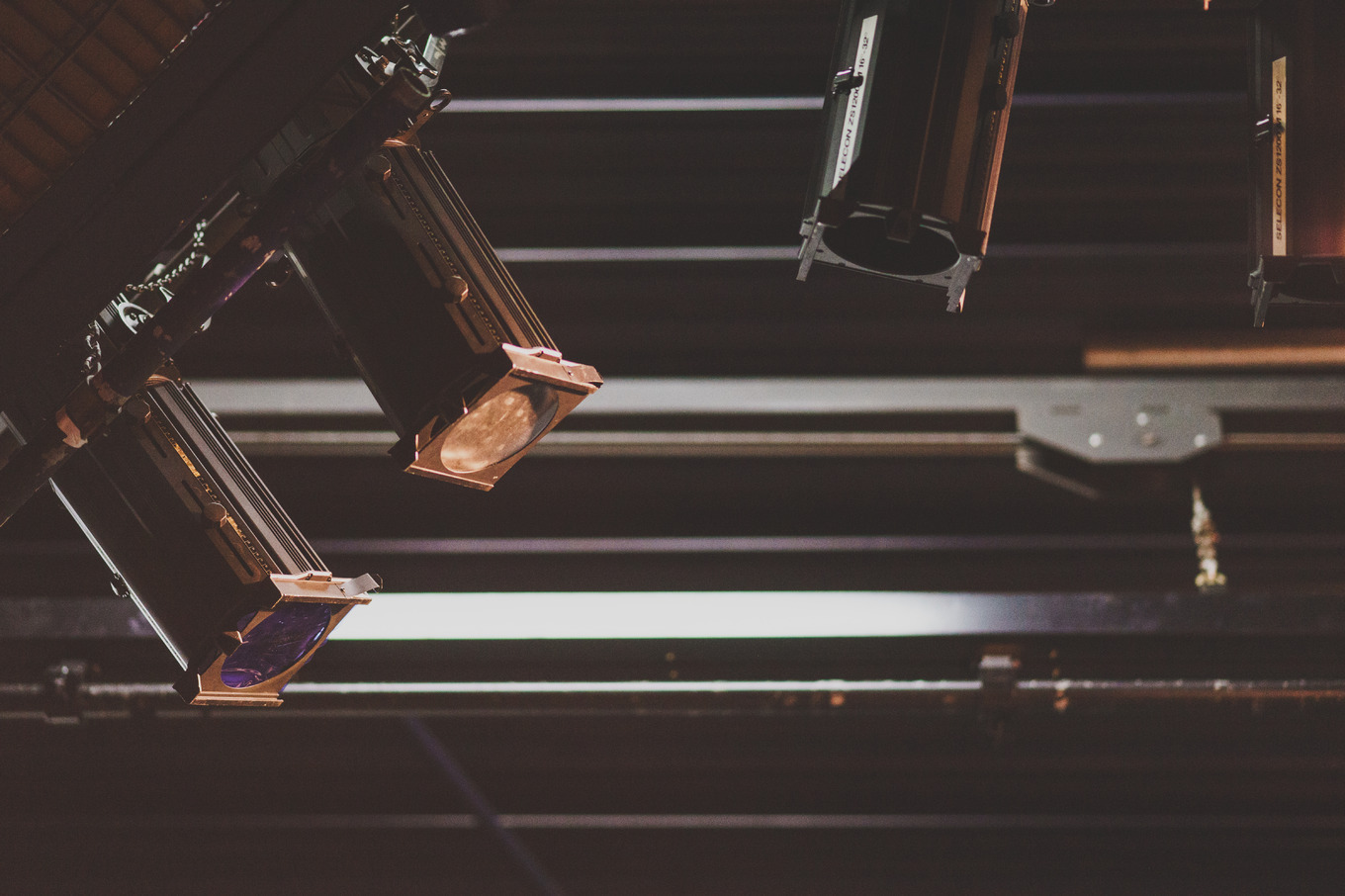 Theatre stage lighting rail system featuring theatre, spotlights, and ...