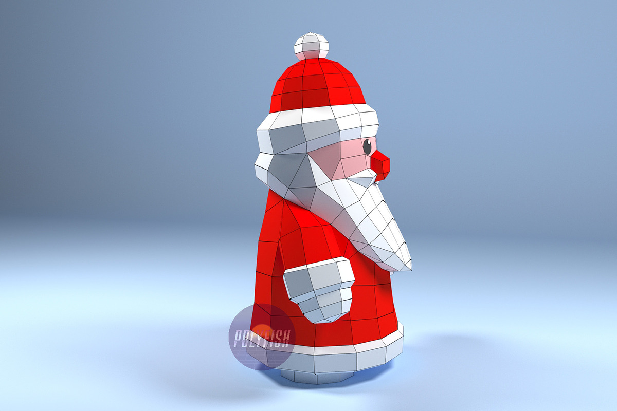 DIY Santa Claus 3D model template, a Graphic by PolyFish