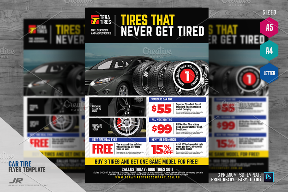 Tire Shop and Accessories Flyer, a Flyer Template by PSDPixel