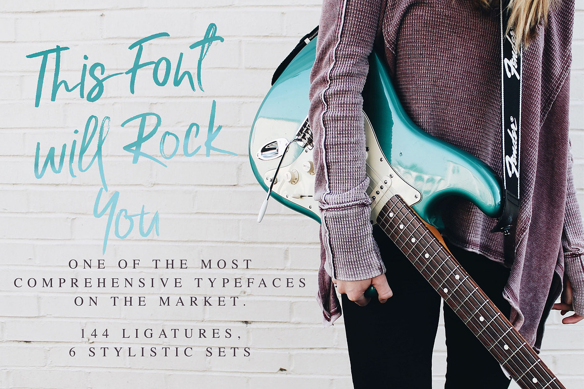 Sad Riff with 6 Stylistic Sets, a Script Font by Rad Fonts