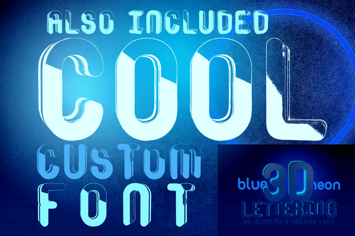 Blue Neon 2 - 3D Lettering + Font, a Font by MIIM
