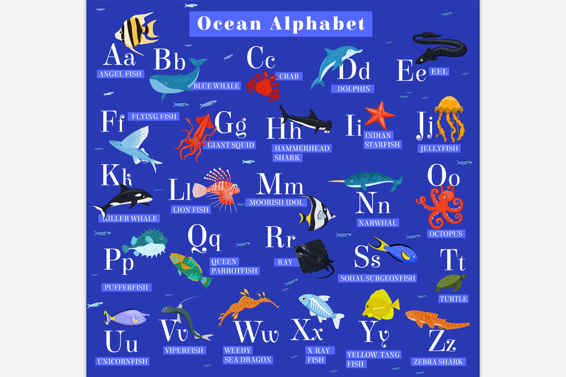 Sea animals alphabet, an Animal Illustration by Anna's Shop