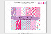 Desserts Cupcake Digital Paper Kit, an Illustration by Magic Story Studio