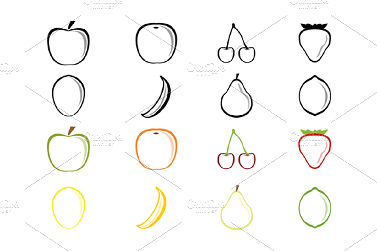 Fruit Vector shapes, an Illustration by firetuts