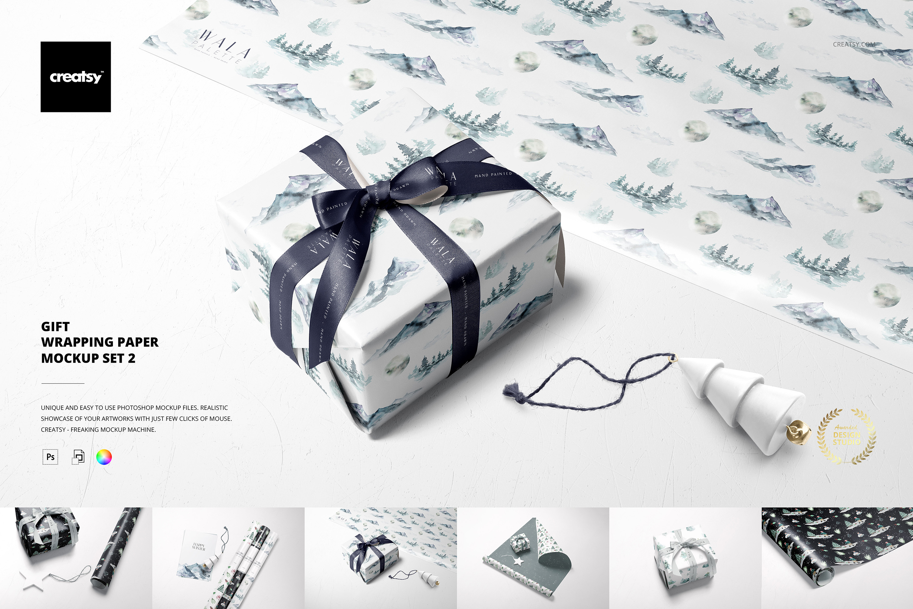 Gift Wrapping Paper Mockup Set 2, a Packaging Mockup by creatsy5