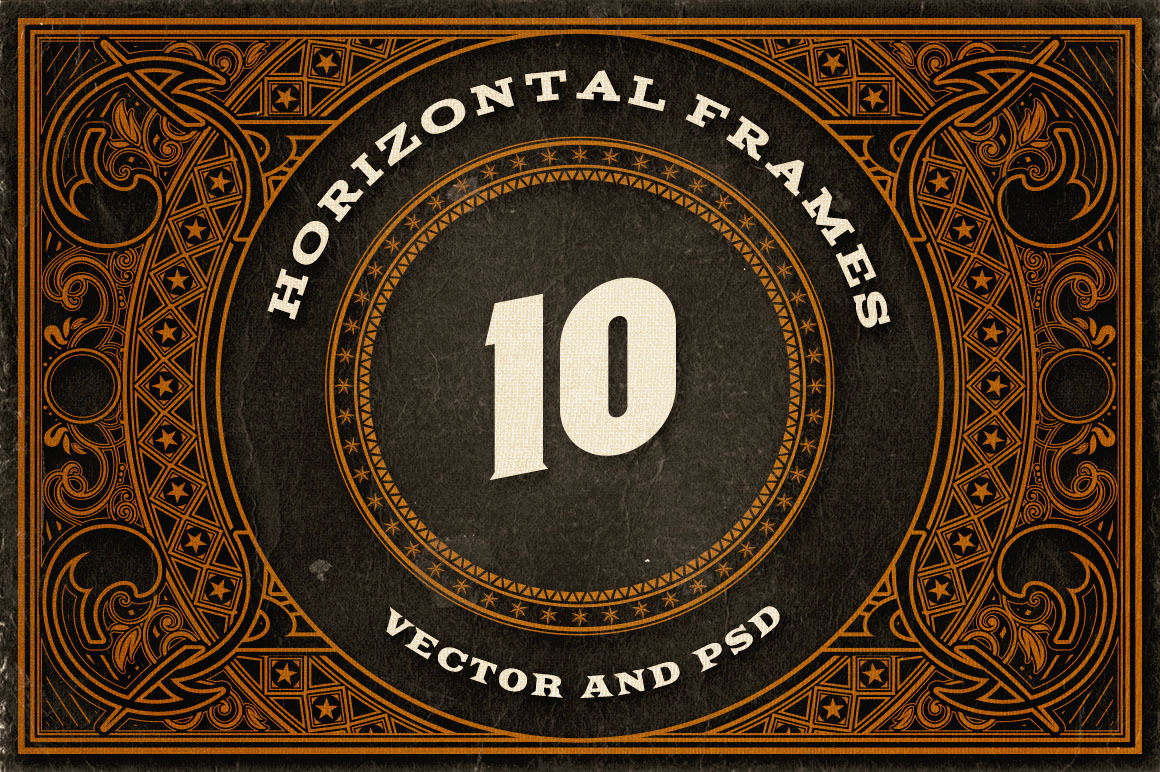 10 Decorative Horizontal Frames, a Graphic by Cruzine