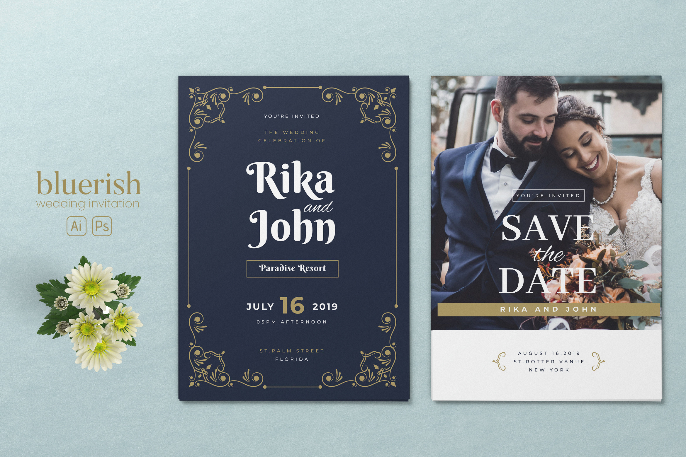Wedding AI and PSD Invitation 1, an Invitation Template by Alexacrib ...