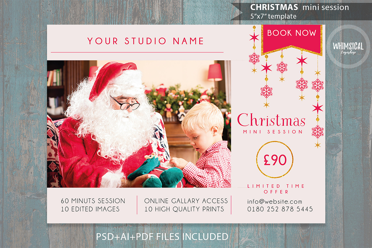 Christmas Mini Session Template, a Flyer Template by Whimsical Logoshop