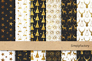 Gold Glitter Christmas Digital Paper, an Illustration by Simply Factory