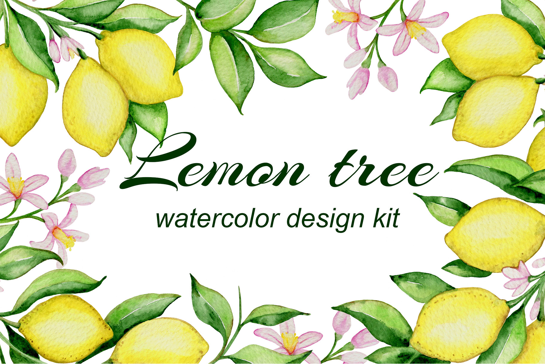 Lemon Tree Watercolor Design Kit, a Decorative Illustration by Artspace