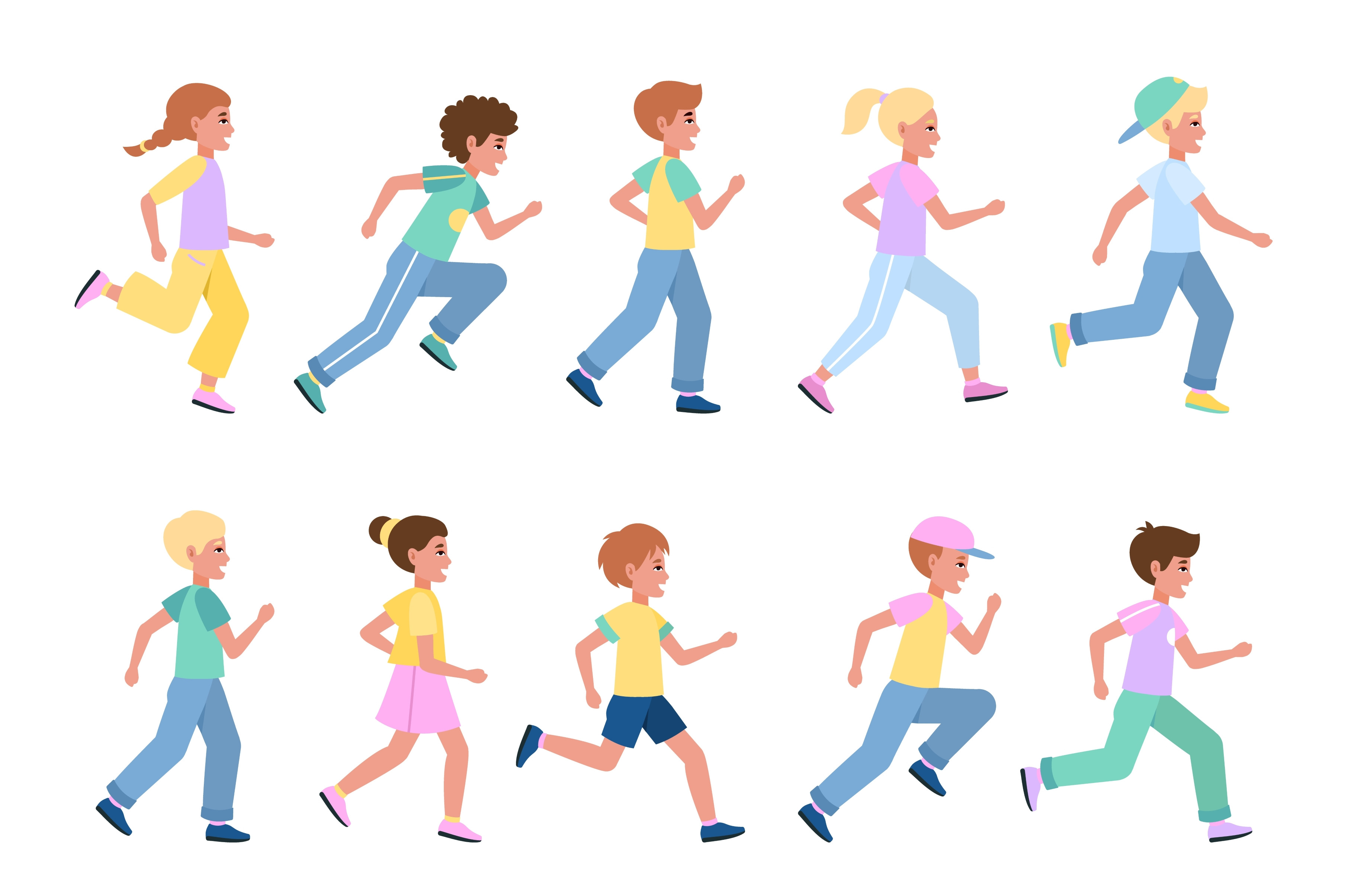 Running kids set. Young happy, a Healthcare Illustration by YummyBuum