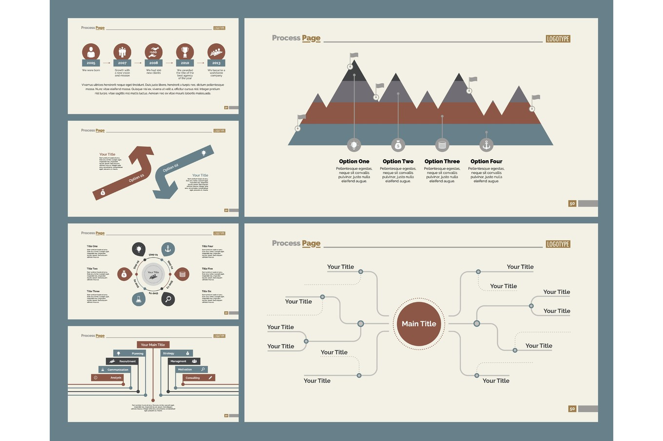 Six Planning Slide Templates Set, a Work Illustration by SurfsUpVector