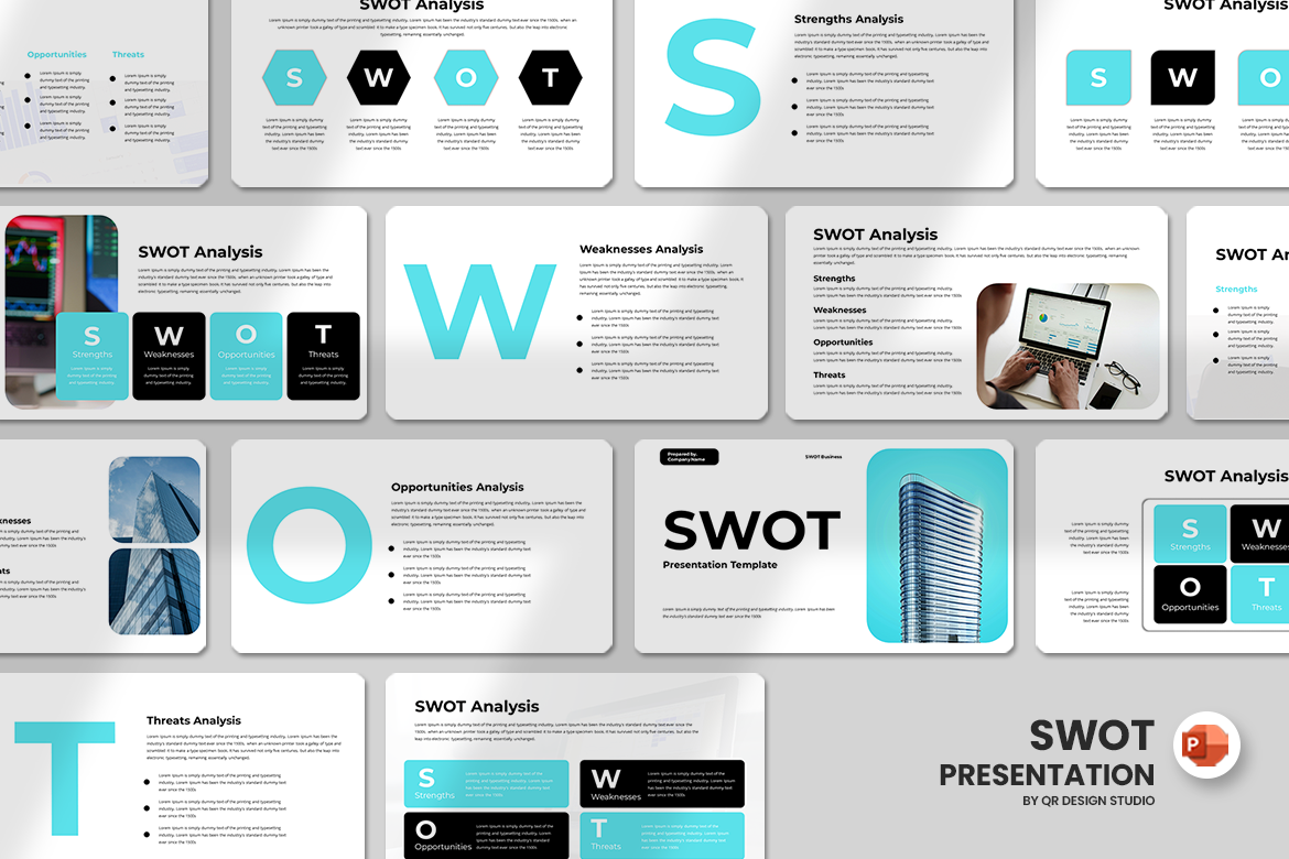 SWOT - PowerPoint Template, a Presentation Template by QR Design Studio