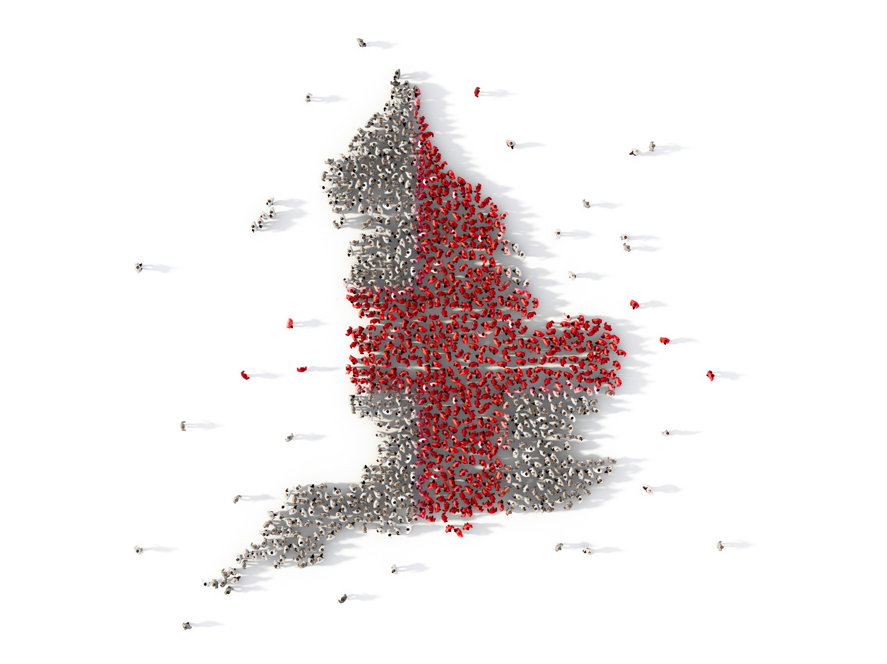Large group of people forming England map concept. 3d illustration ...