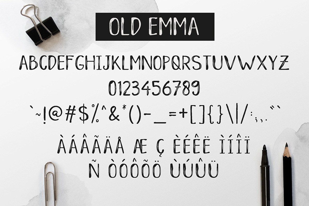 Old Emma Script, a Script Font by BlueRobinDesignShop