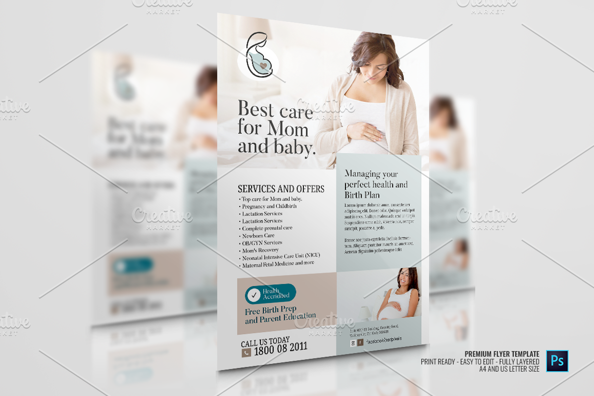 Pregnancy and Childbirth Clinic, a Flyer Template by PSDPixel