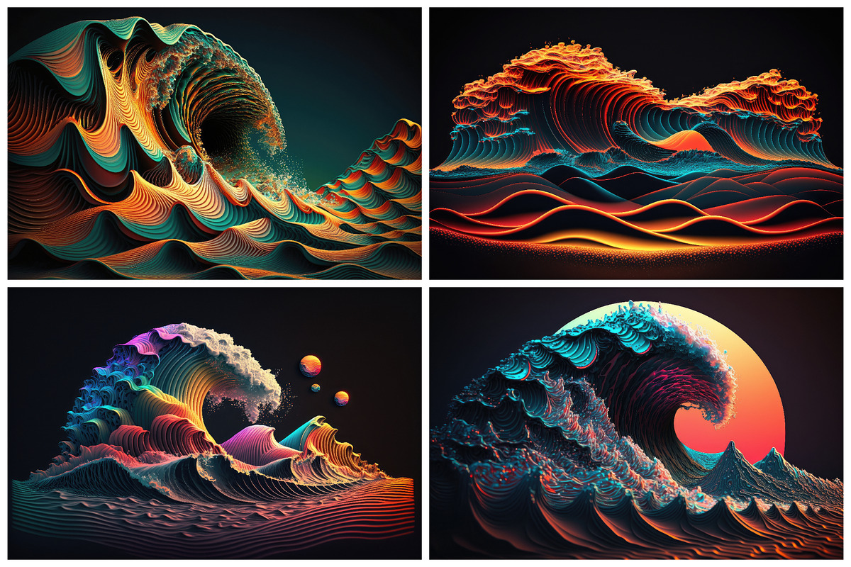 28 Neon Waves Illustrations In 6K, a Wallpaper Graphic by HipFonts