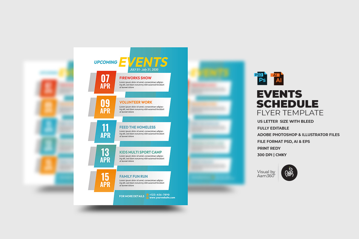 Events Schedule Flyer Template, a Flyer Template by Aam360