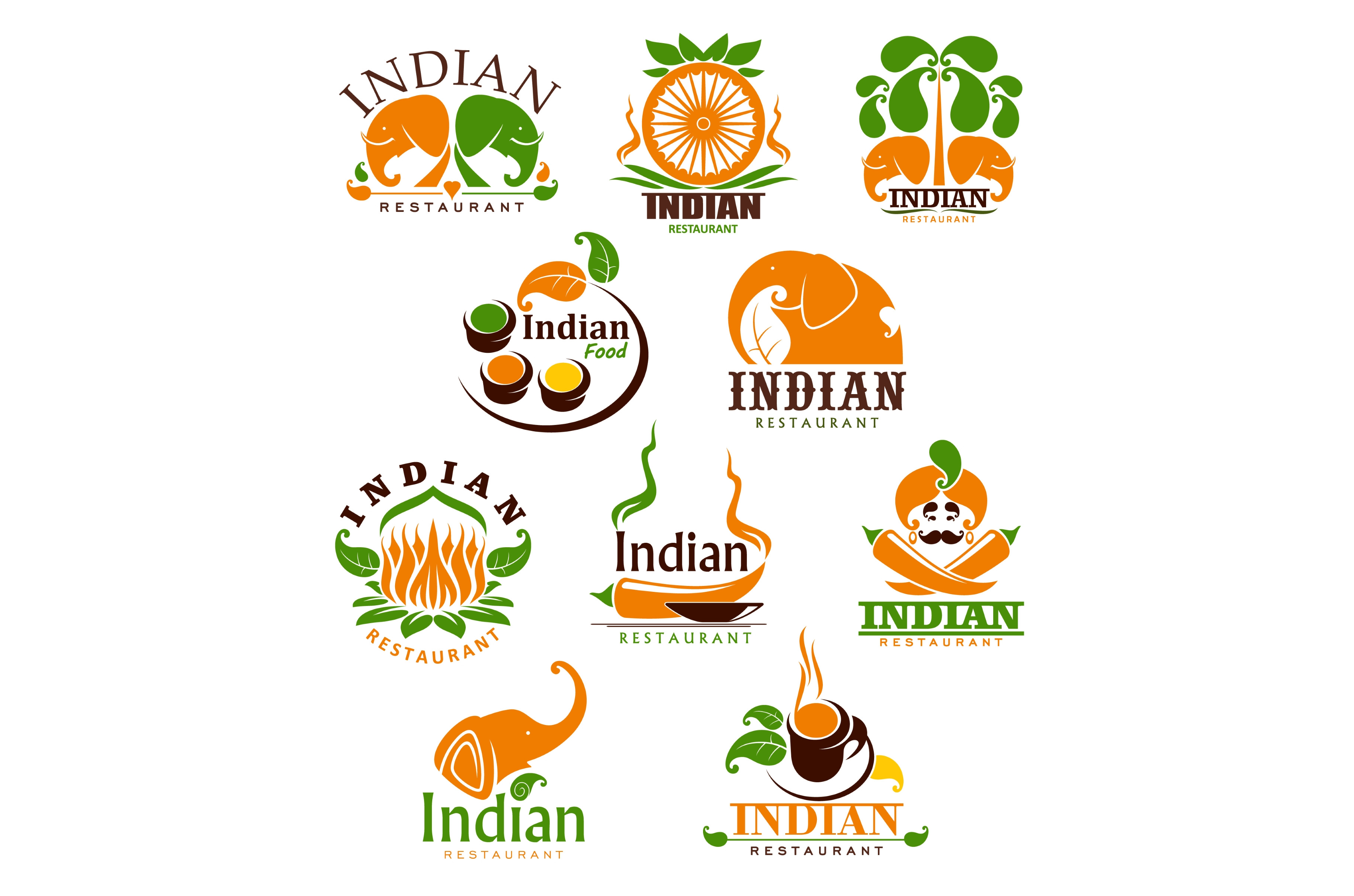 Indian food restaurant icons, a Food Illustration by Vector Tradition