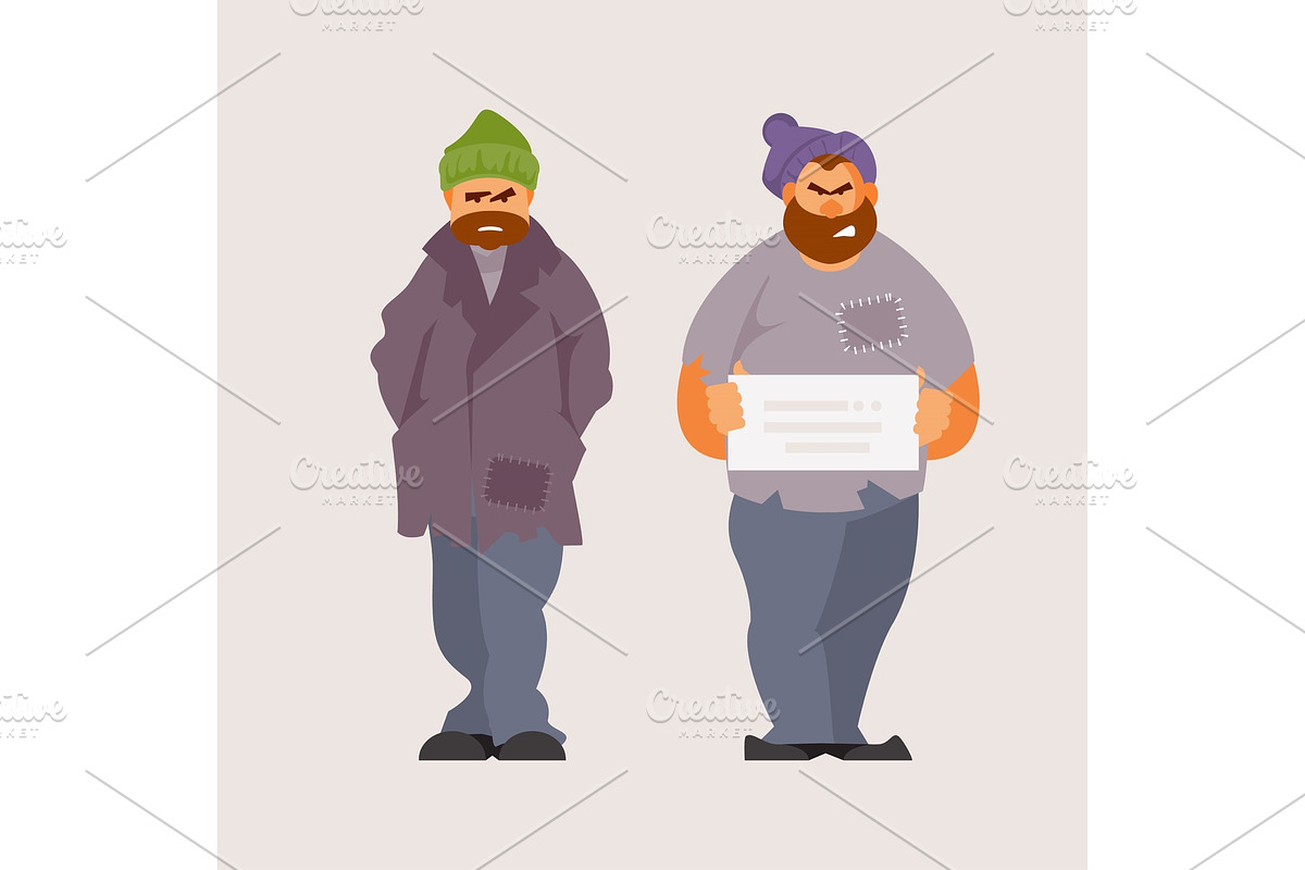 Homeless people vector, a Person Illustration by artbesouro | Creative ...