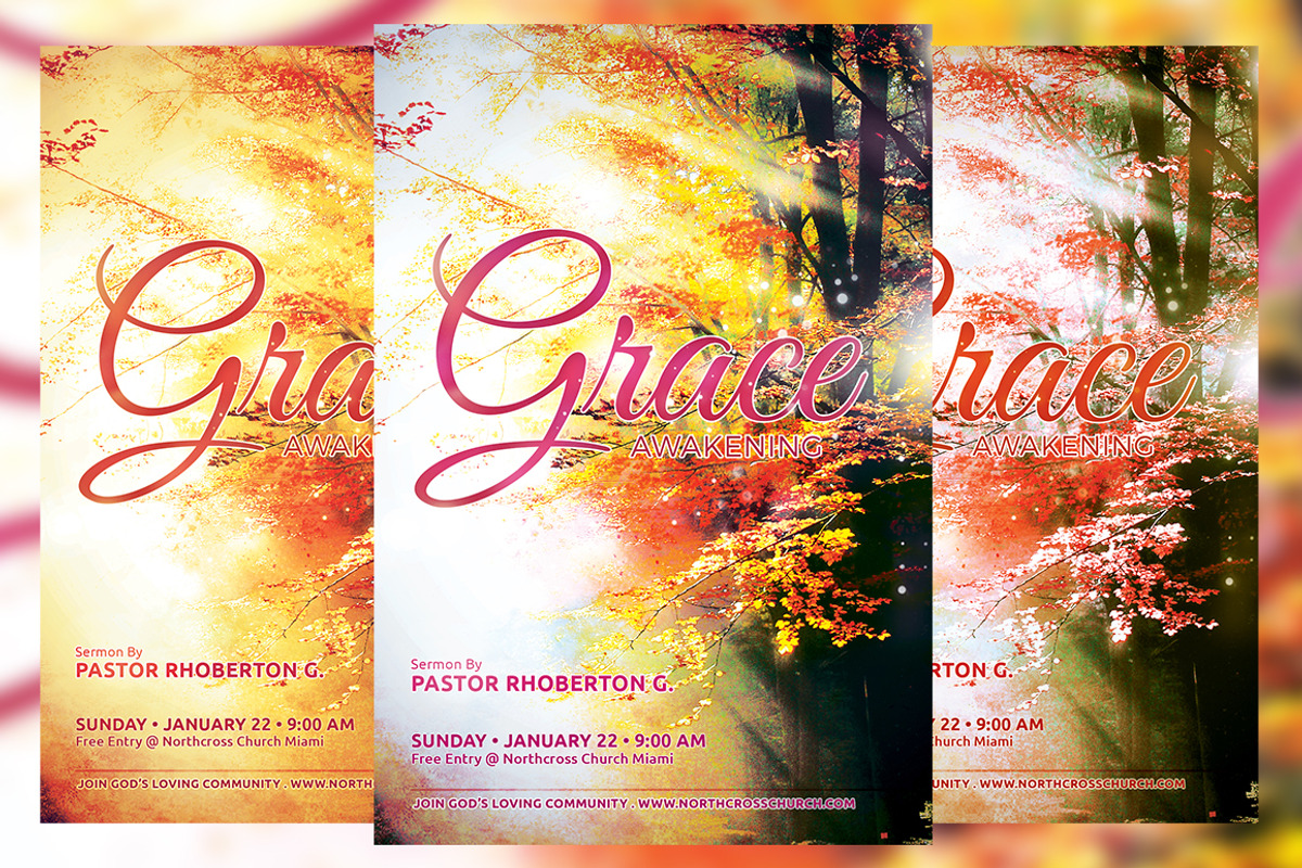 Grace Awakening Church Flyer, a Flyer Template by KiraYamato Design Studio