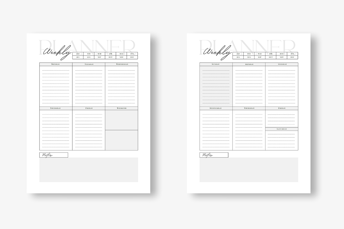 Undated Weekly Planner Printable, a Stationery Template by The Chaos ...