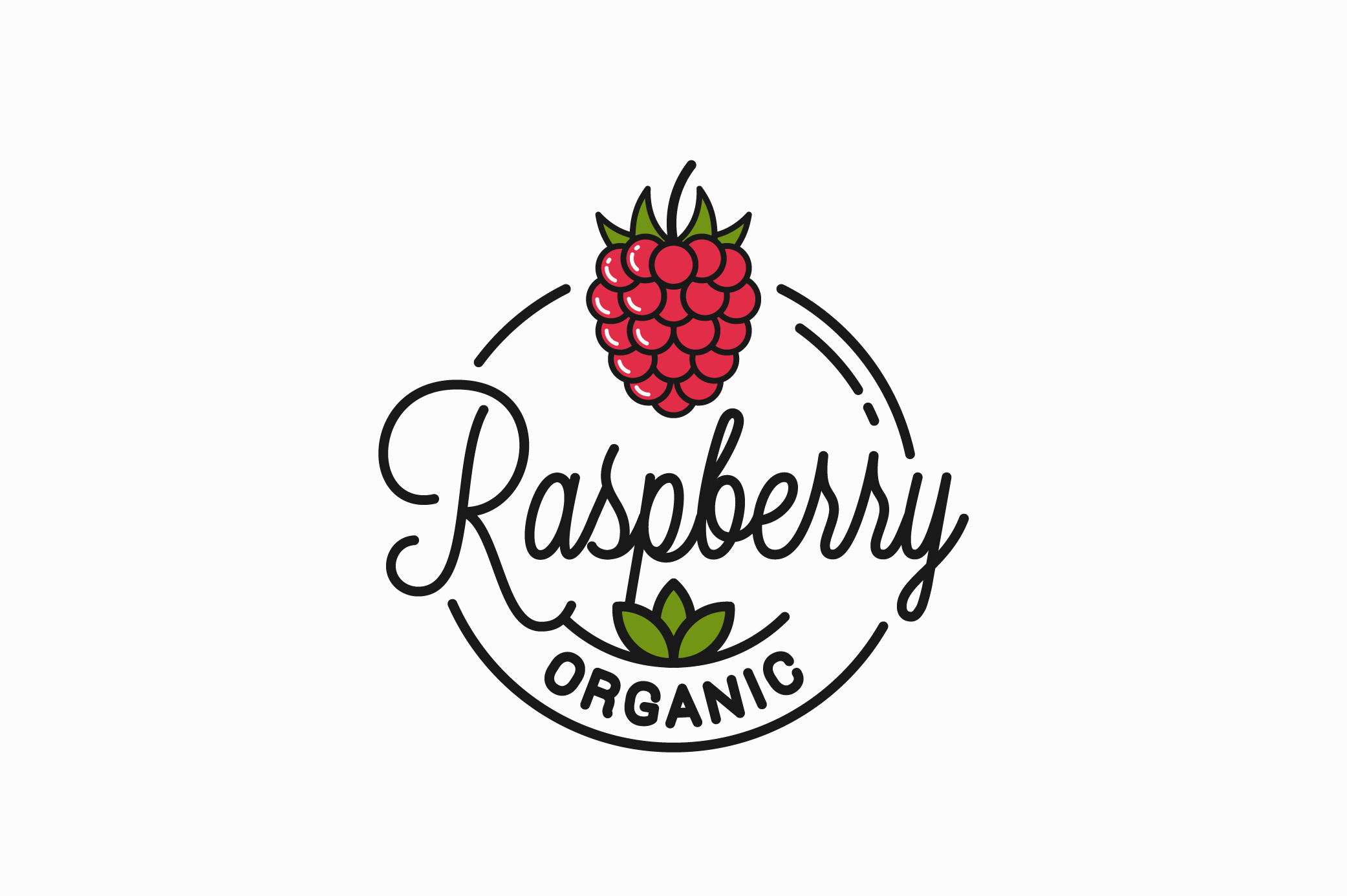 Raspberry logo. Round linear logo. | Graphic Objects ~ Creative Market