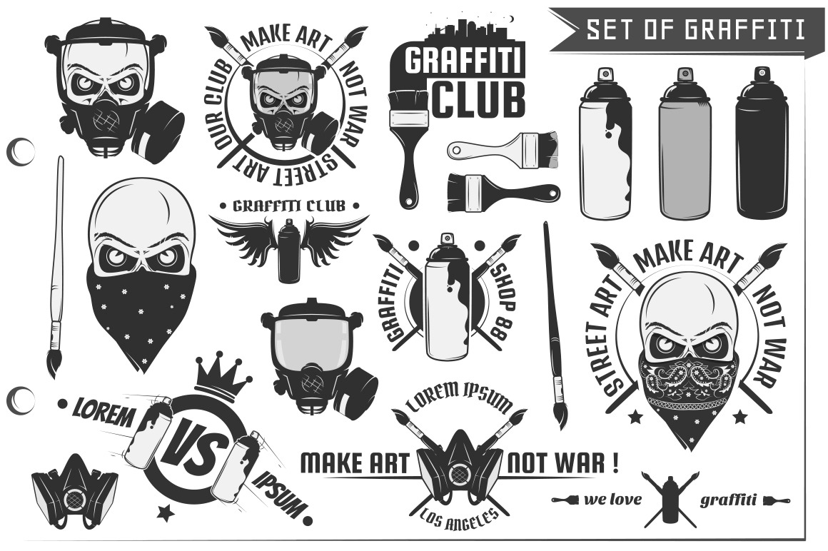 19 in 1 Graffiti element and emblem., an Illustration by Hadanello88