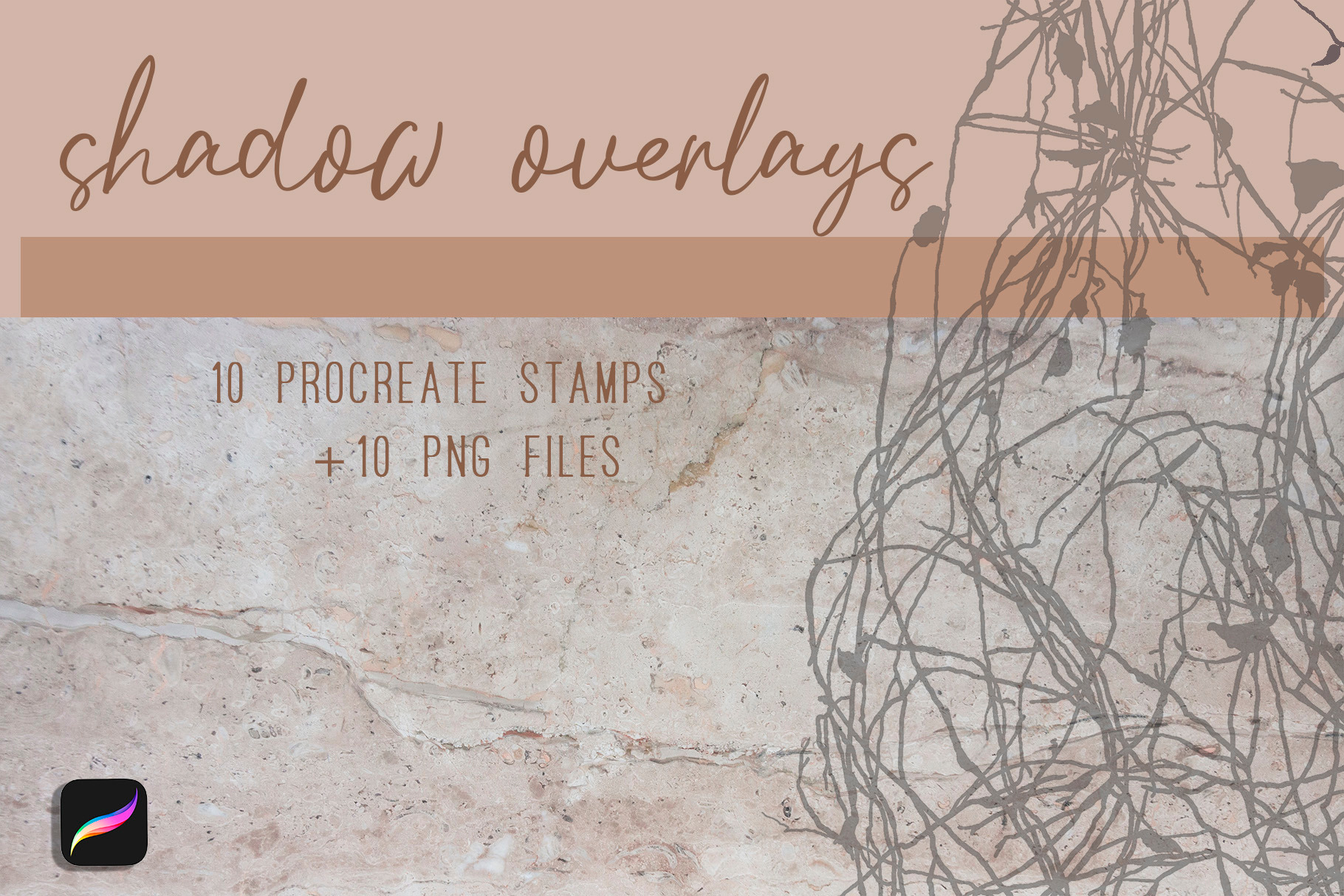 Plant Shadows stamps for Procreate, a Brush Add-On by Art_in_myheart
