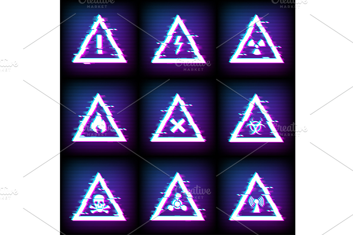 Glitch warning signs on screen, a Technology Illustration by Vector ...