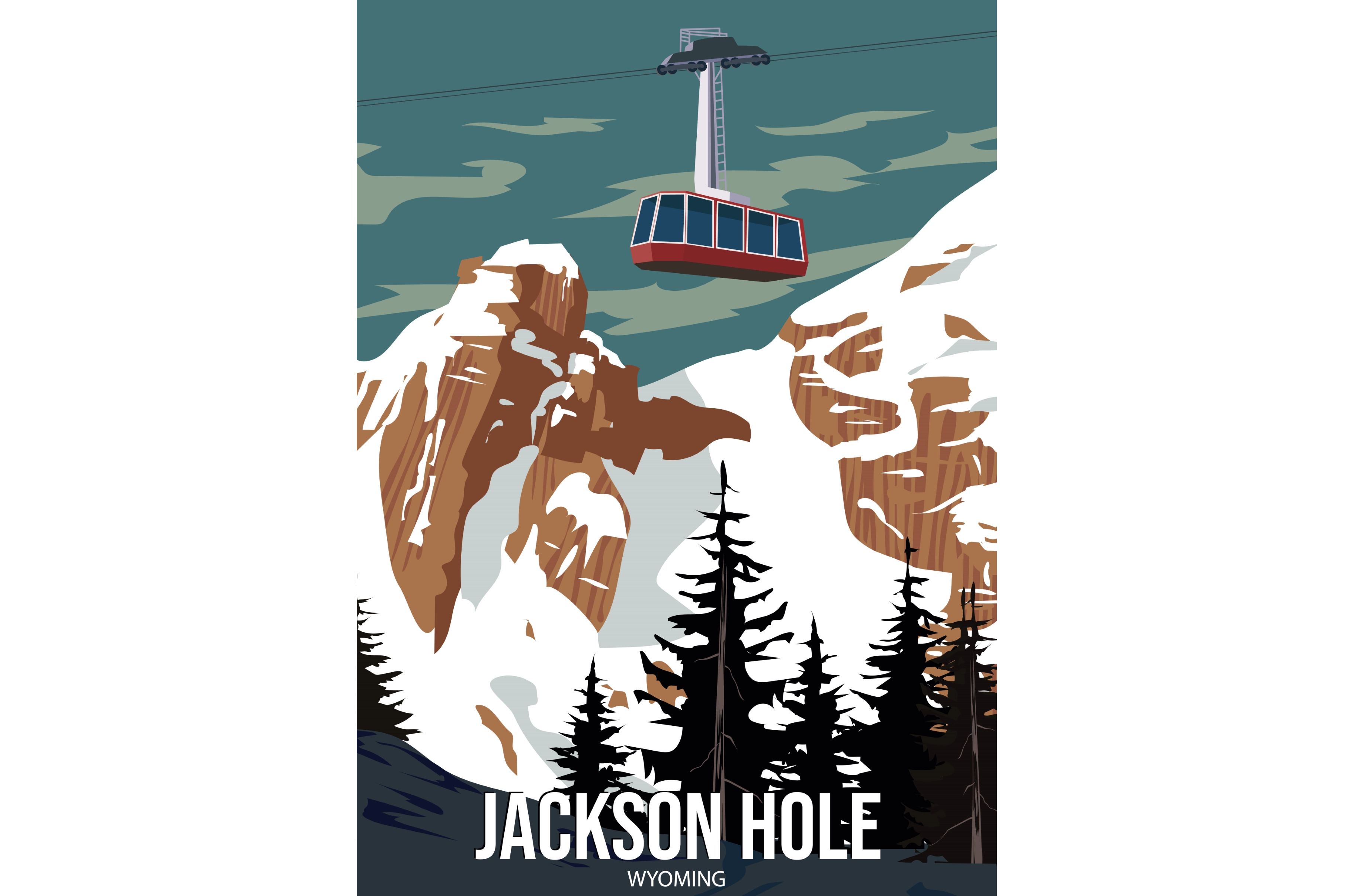 Jackson Hole Travel Ski resort poster
