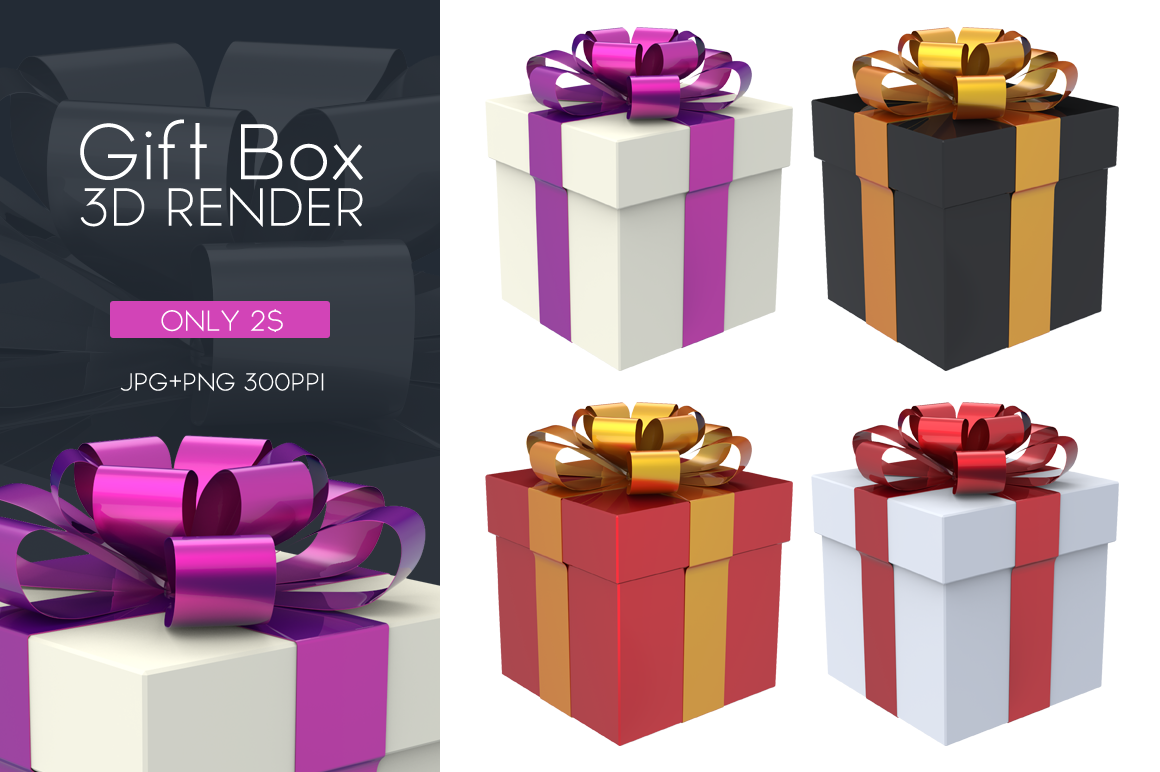 Gift Box 3D, an Object Graphic by pixaroma | Creative Market