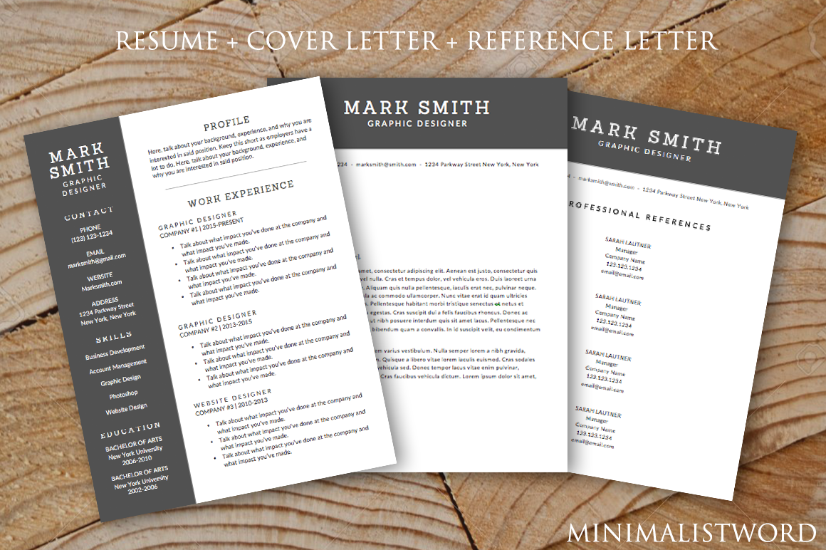 Resume Cover Letter References 3Pack, a Resume Template by MinimalistWord
