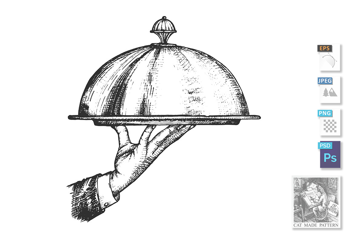 Restaurant service set | Food Illustrations ~ Creative Market